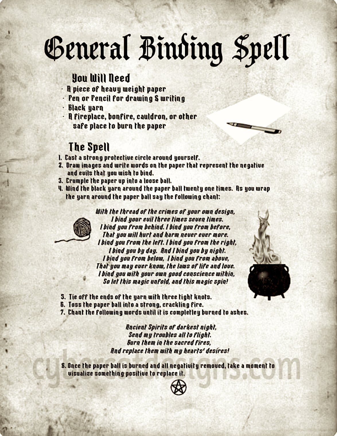 General Binding Spell II (Monochromatic) | Book of Shadows