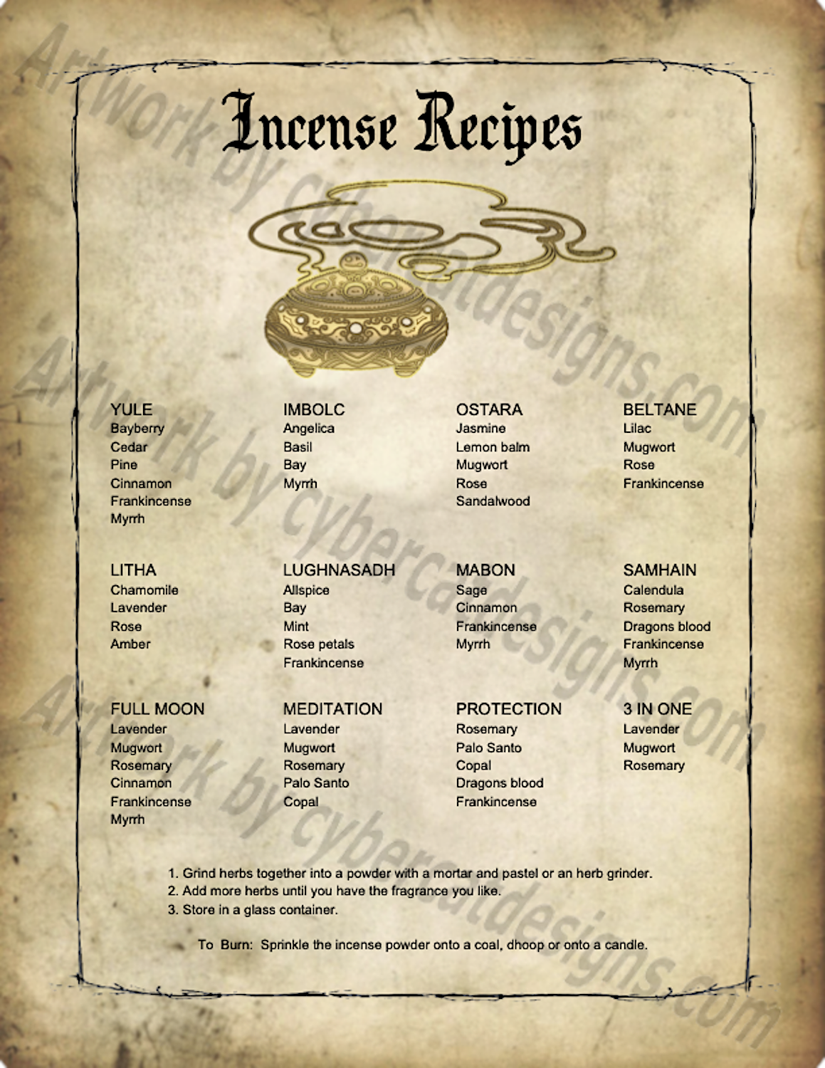 Incense Recipes | Book of Shadows